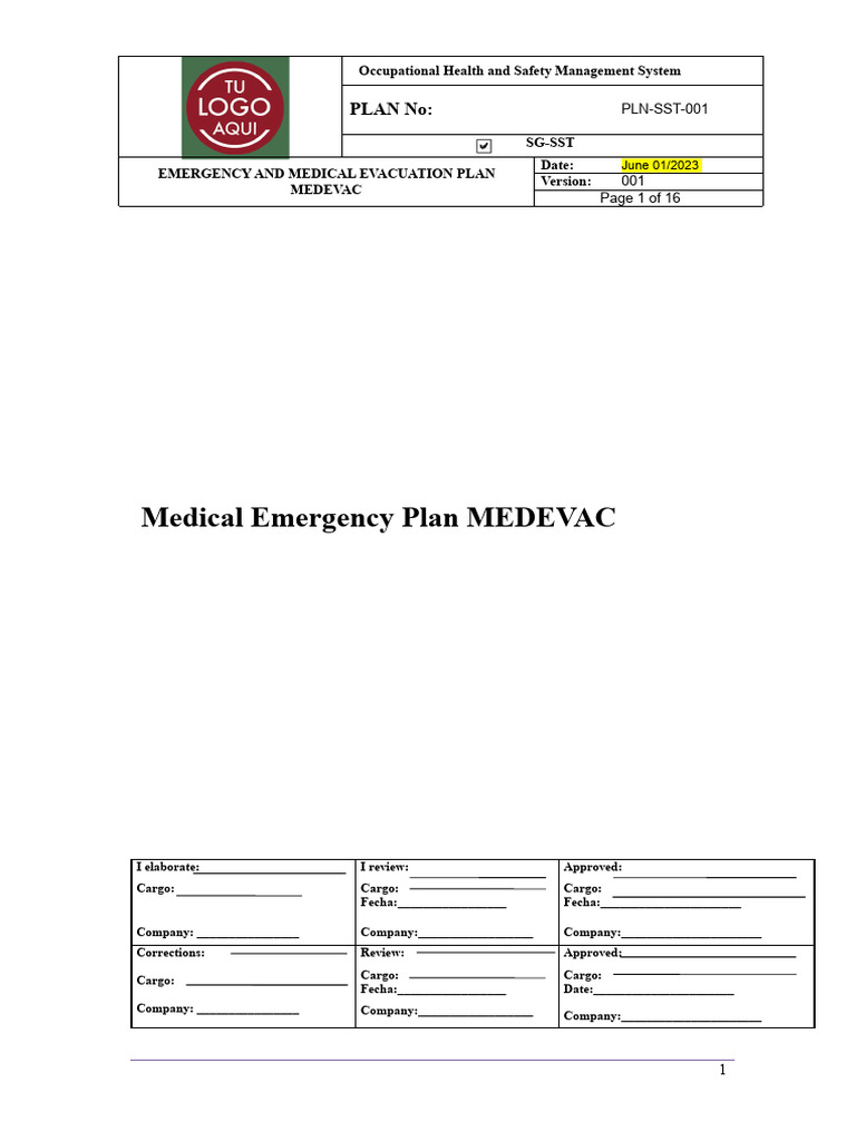 Medical Emergency and Evacuation Plan Medevac | PDF | Emergency ...