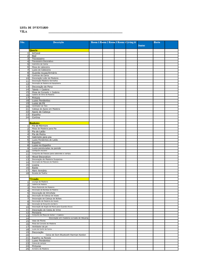 Lista de Inventário | PDF | Cama