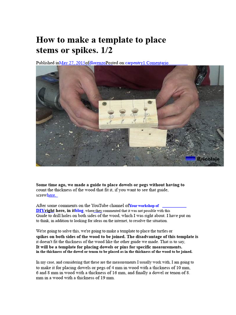 How To Make A Template For Placing Dowels or Spikes | PDF | Drill | Electrical Connector