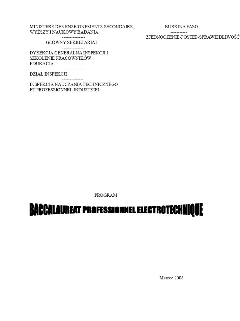 Bac. Pro. Elect. | PDF