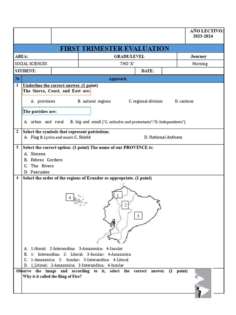 Evaluation Eess of 7TH 2023-2024 | PDF | Plate Tectonics | Earth Sciences