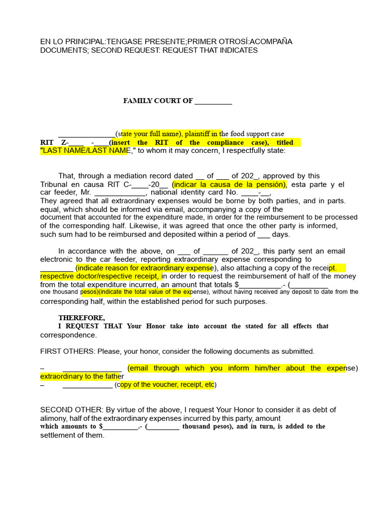 Request For Payment of Extraordinary Expense | PDF