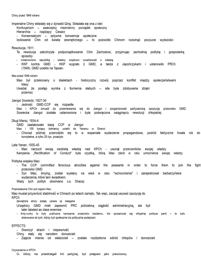 Notatki Maoistowskich Chin - Notatki Edexcel AS Level | PDF