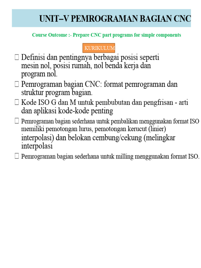 Unit V Pemrograman Bagian CNC | PDF