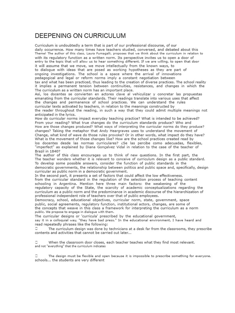 Curriculum As A Public Standard. Laura Fumagalli | PDF | Curriculum ...