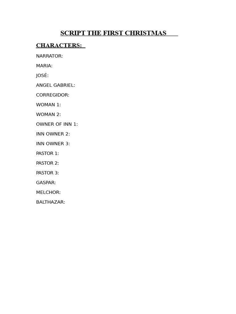 Script for The First Christmas Play | PDF | Mary, Mother Of Jesus ...