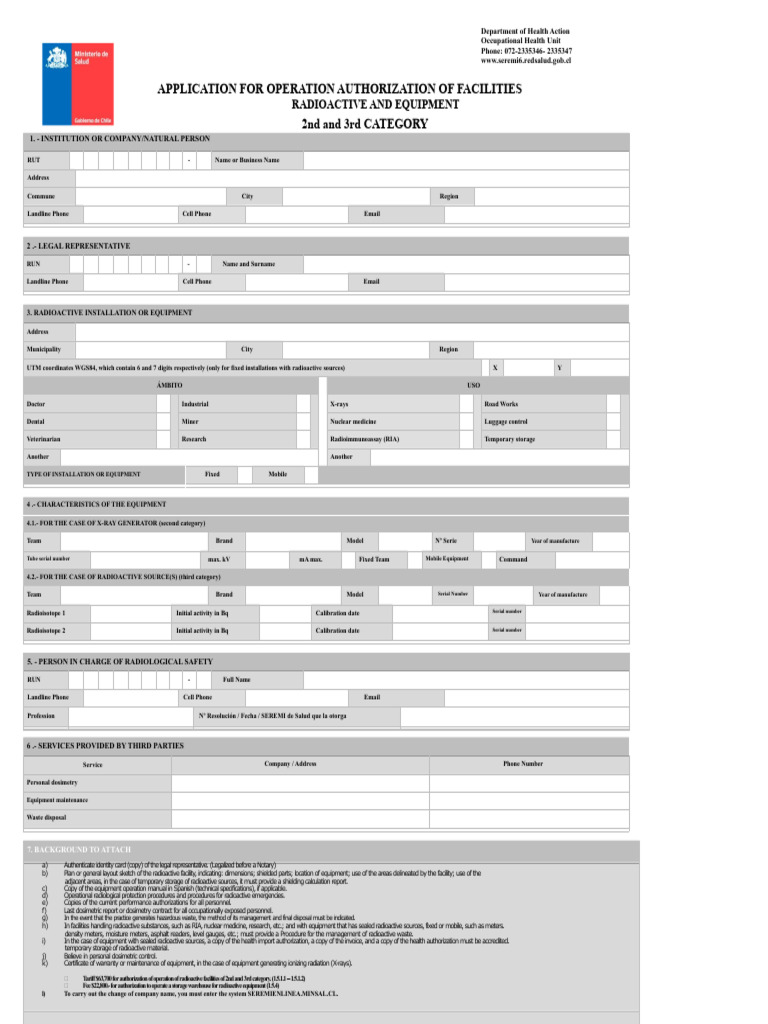 Request Authorization For Operation of Radioactive Installation and ...