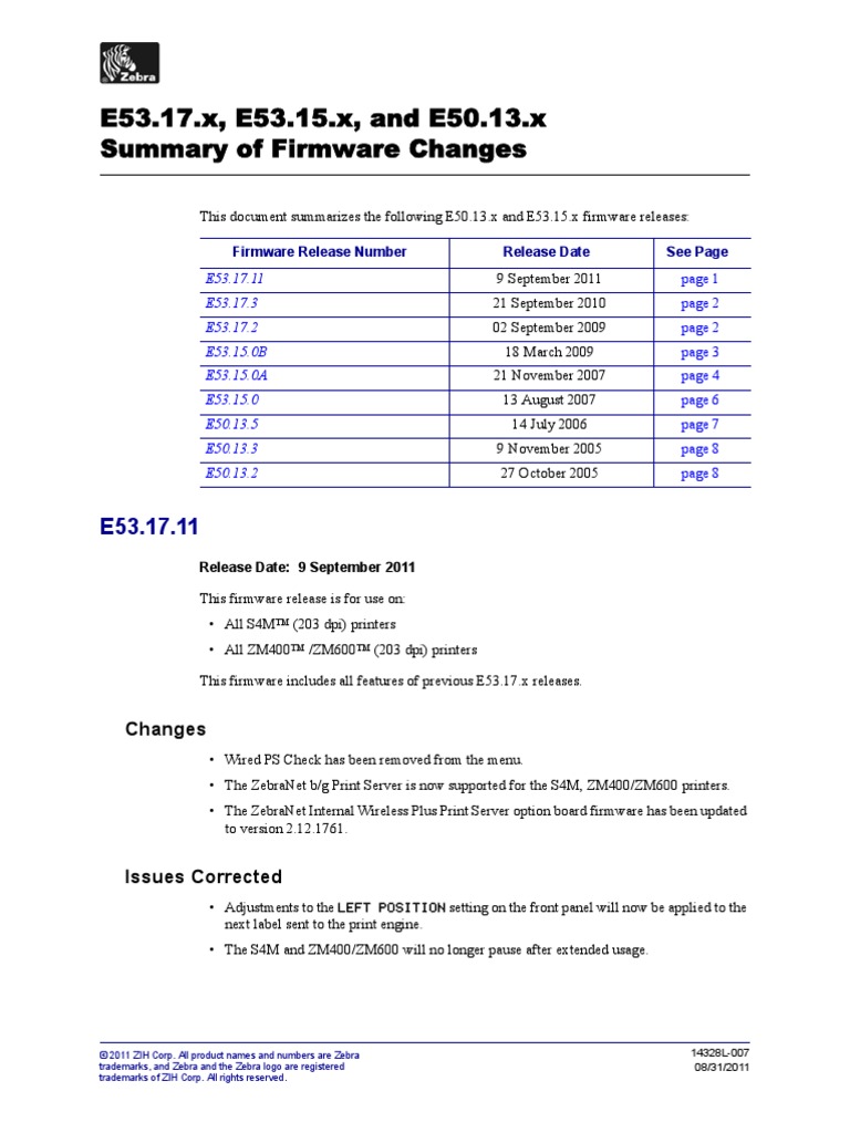 E53.17.x, E53.15.x, and E50.13.x Summary of Firmware Changes | PDF ...