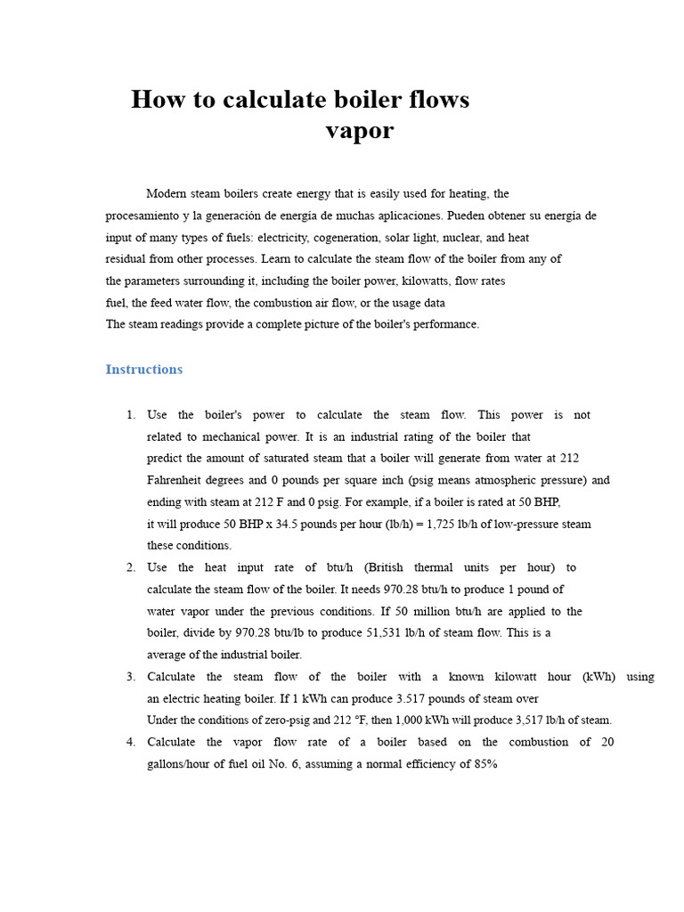 Boiler Flow Calculation Guide | PDF | Boiler | Steam