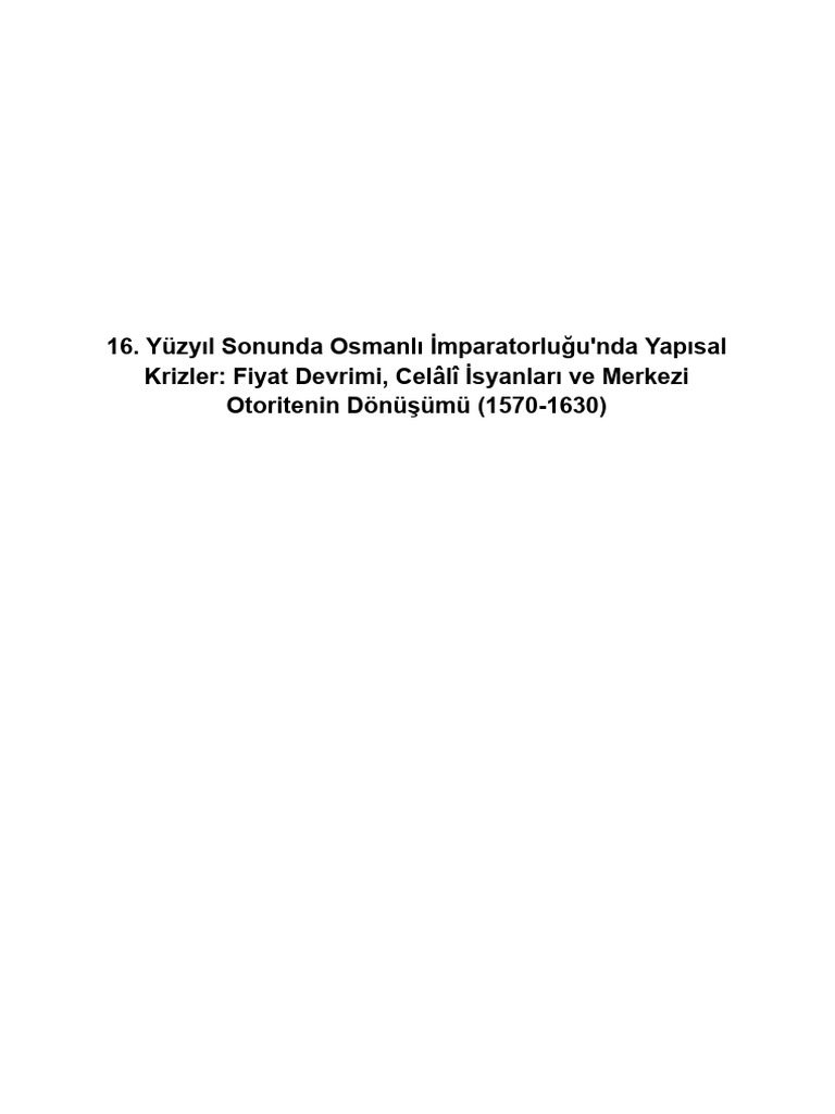 Yüzyıl Sonunda Osmanlı İmparatorluğu'nda Yapısal Krizler - Fiyat ...