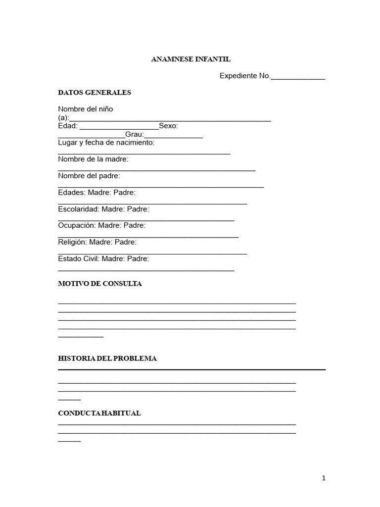 Anamnese Infantil: Guia Completo | PDF