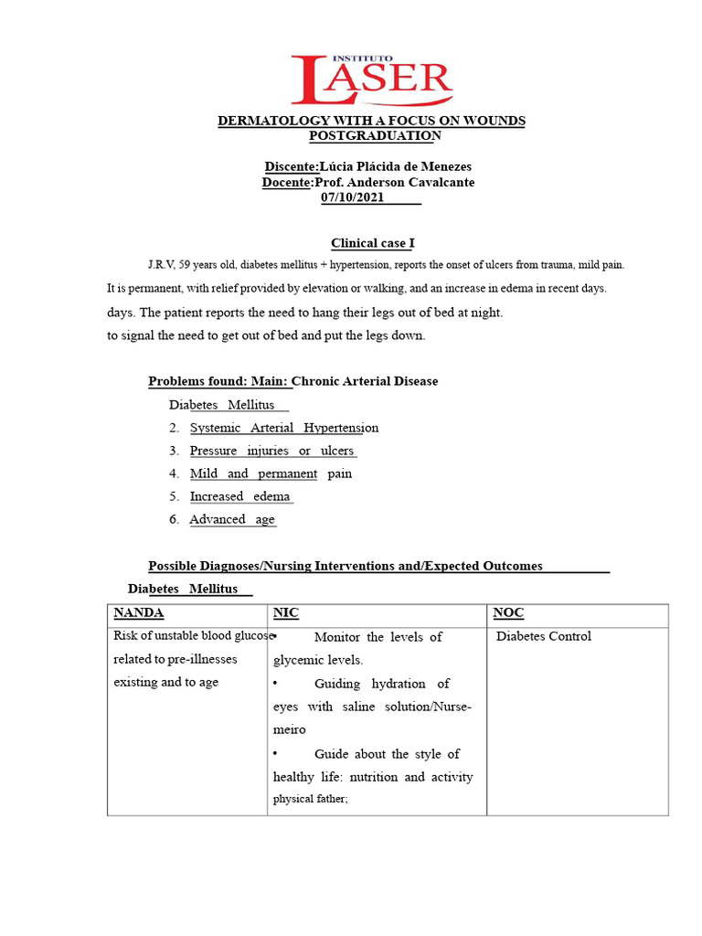 CASE STUDIES. NANDA. NIC AND NOC. Prof. Anderson Cavalcante 2021 | PDF ...