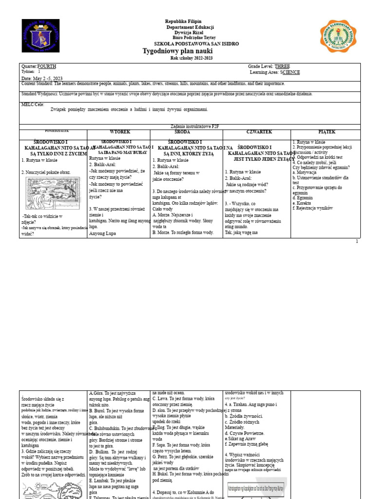 WLP - Science3 - Q4W1 - 2-5 Maja 2023 | PDF