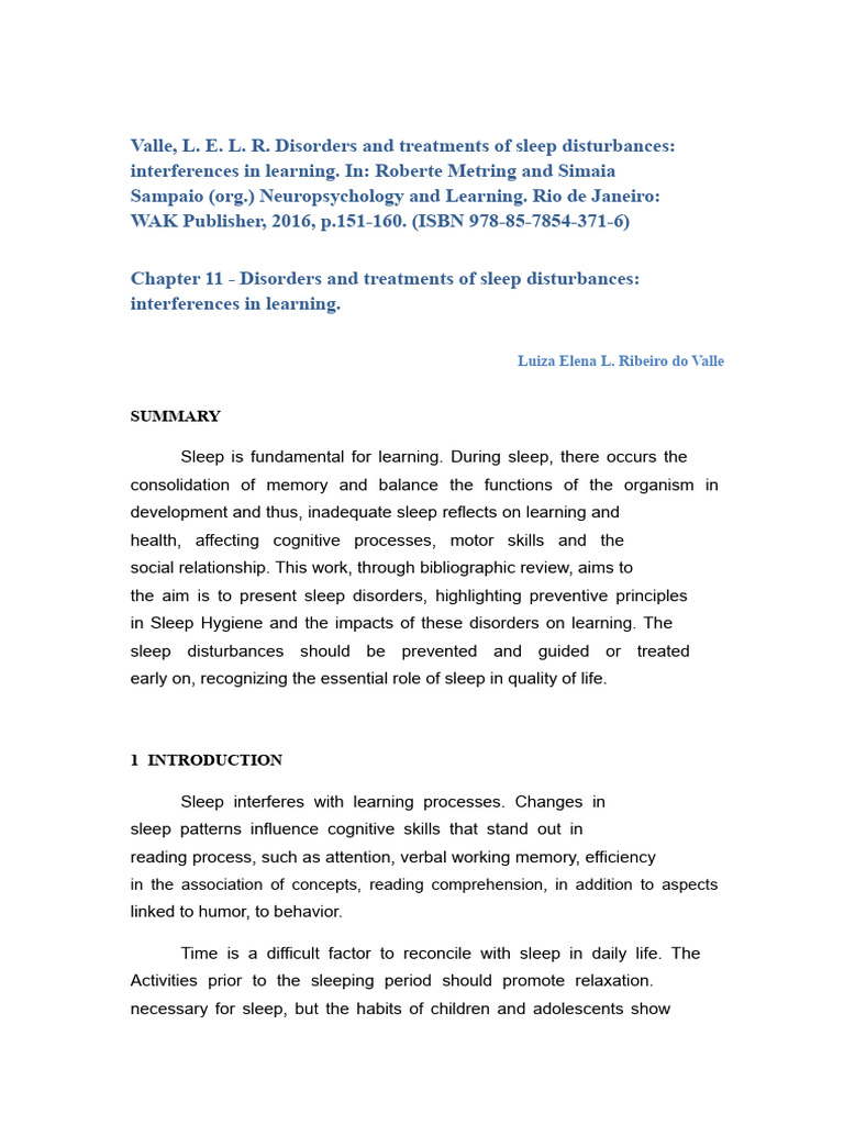 Sleep Disorders Impacting Learning | PDF | Sleep | Sleep Disorder