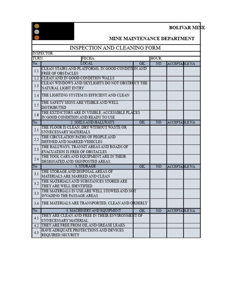 Inspection of Order and Cleanliness in The Workshop | PDF