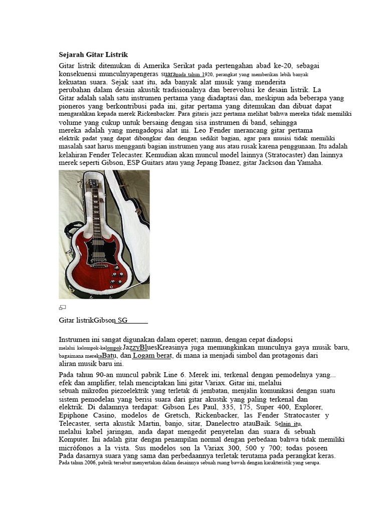 Sejarah Gitar Listrik di Musik Pop | PDF