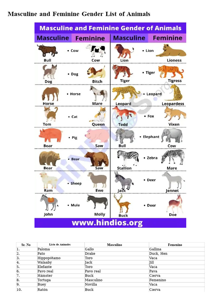 Lista de Géneros de Animales | PDF | Pollo | Tigre