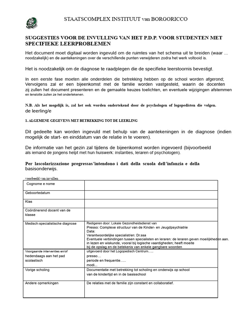 Suggesties Voor Het Invullen Van Het PDP | PDF