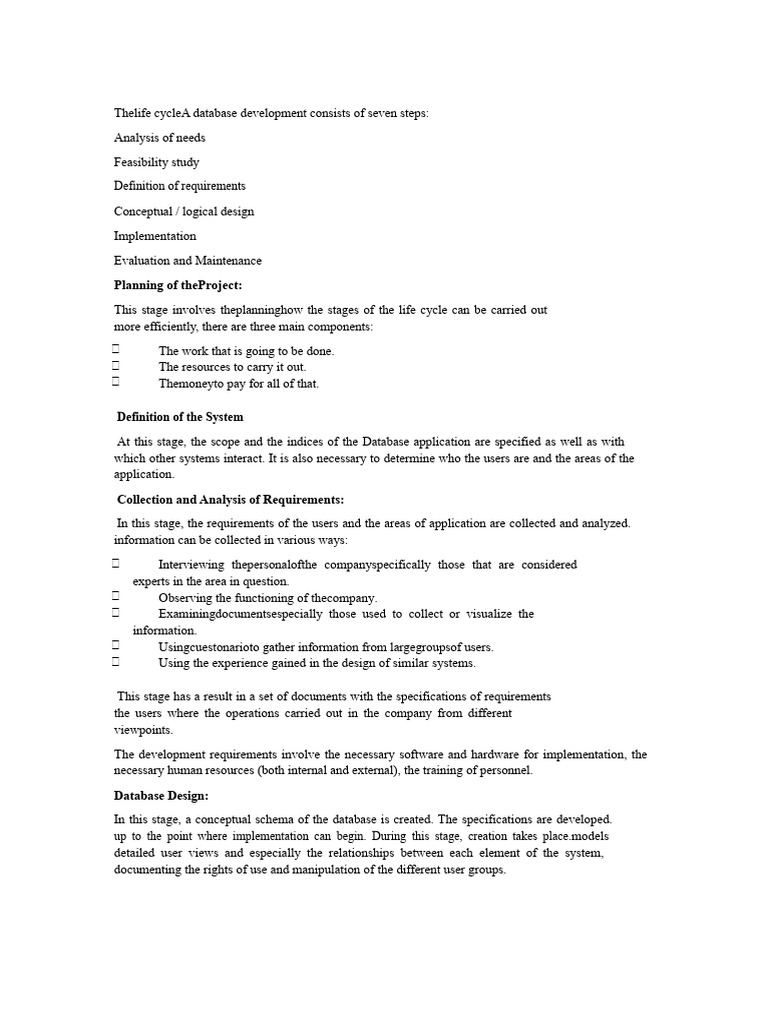 The Life Cycle of A Database Development Consists of Seven Steps. | PDF | Databases | Conceptual ...
