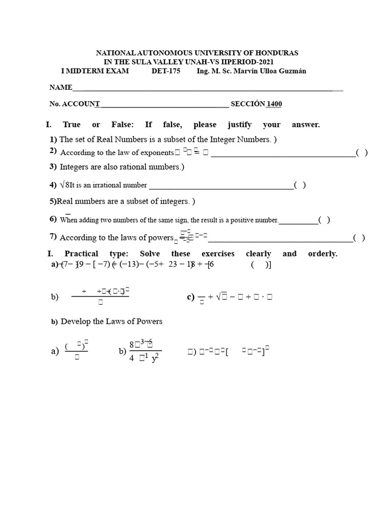 First Part Exam, Methods I, 1400, Iii Pac 2021 | PDF