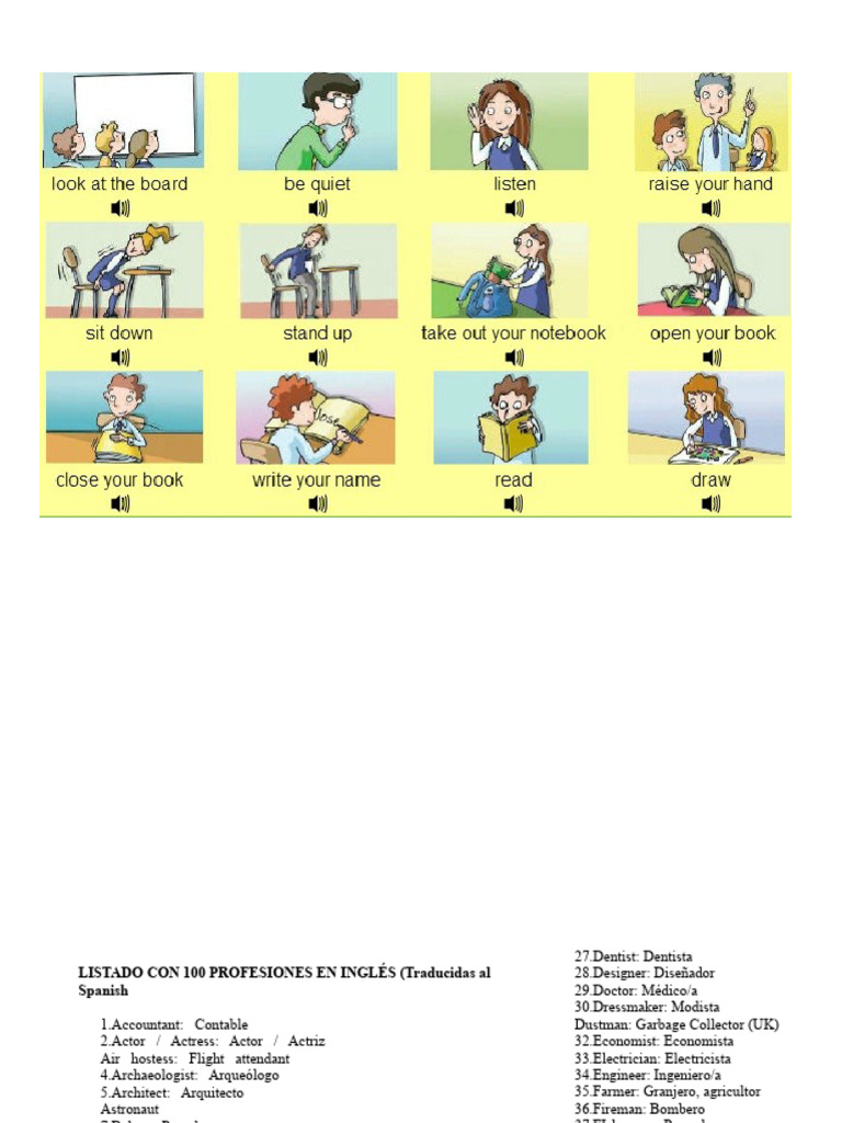 100 Professions in English and Spanish | PDF