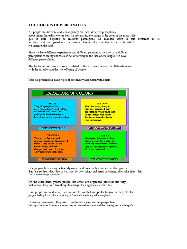 THE COLORS OF PERSONALITY.pdf | PDF | Color | Cognitive Psychology