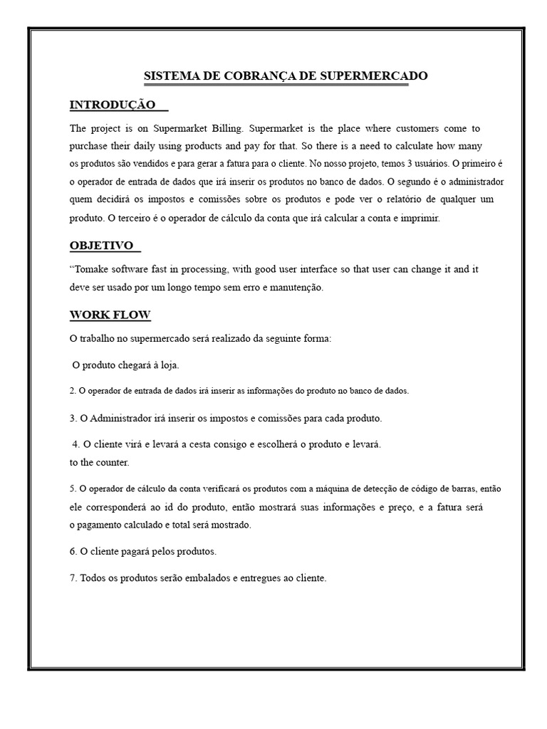 Projeto Final Do Sistema de Faturamento de Supermercado | PDF | C Sharp ...