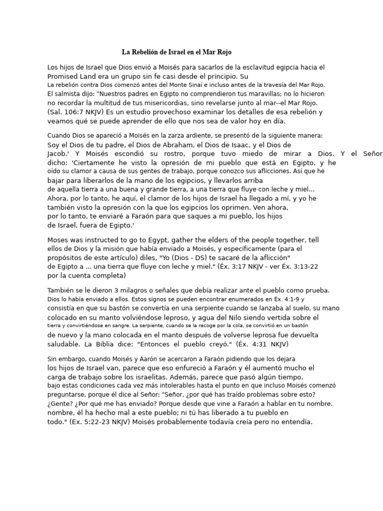 Rebelión de Israel en el Mar Rojo | PDF | Moisés | Jacob