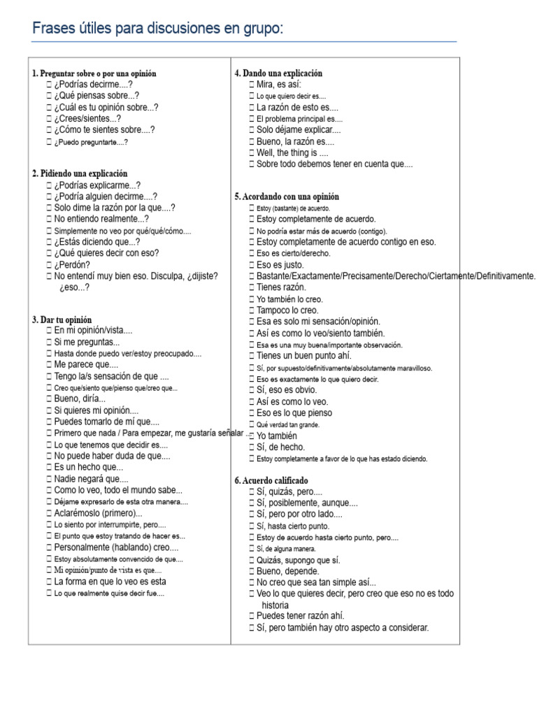 Frases Clave para Discusiones en Grupo | PDF | Verdad