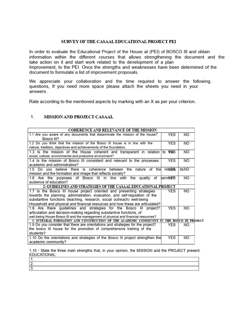 Educational Project Survey | PDF | Evaluation