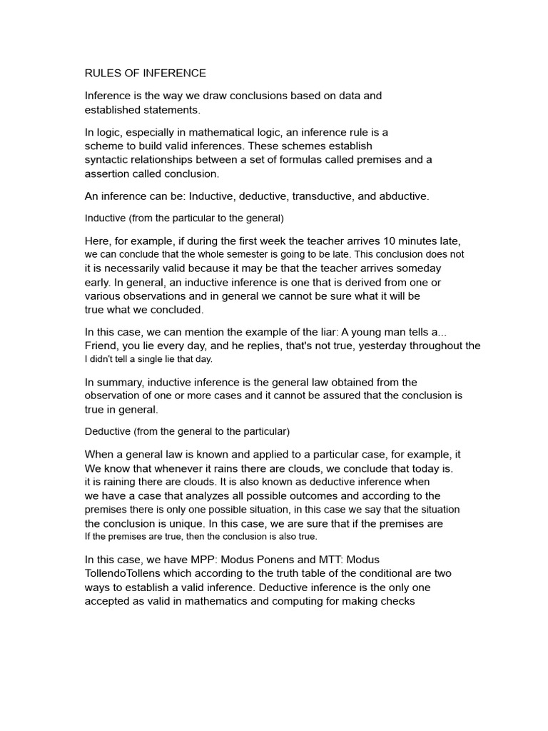 Rules of Inference | PDF | Deductive Reasoning | Inference