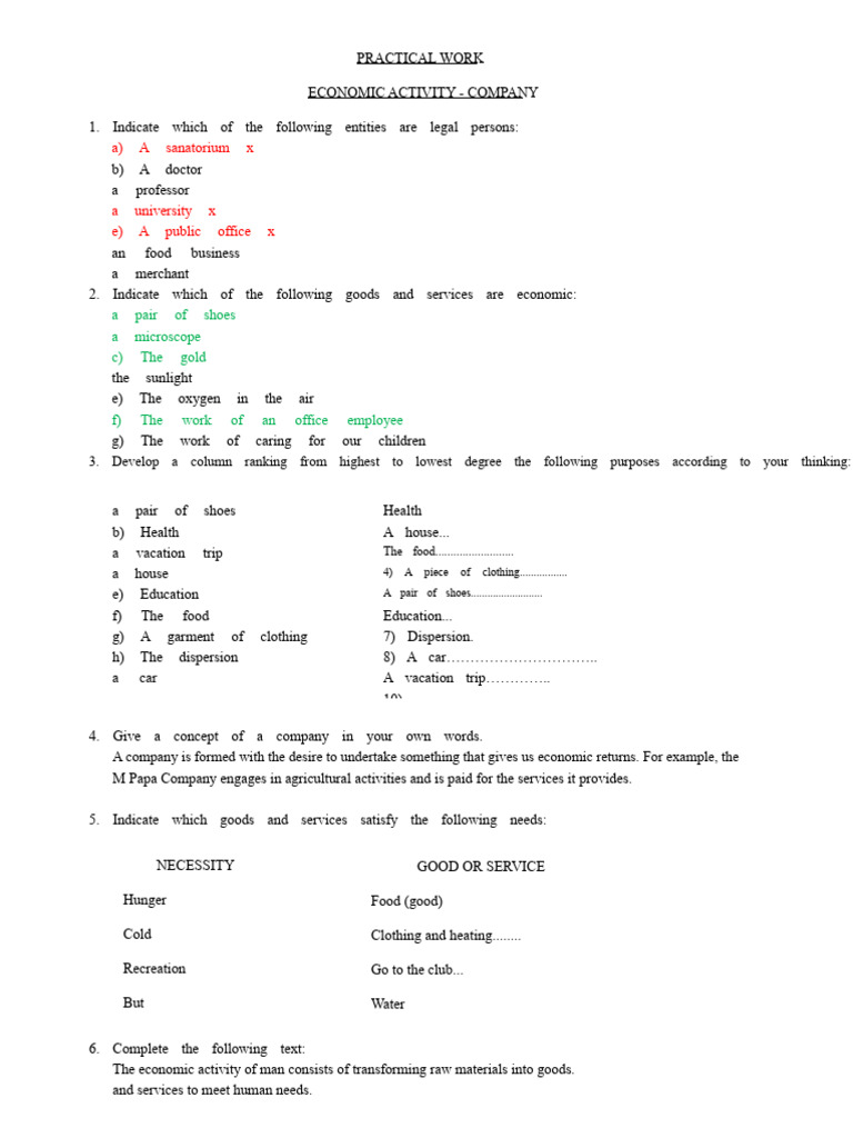 Practical Work For Students | PDF | Goods | Capital (Economics)