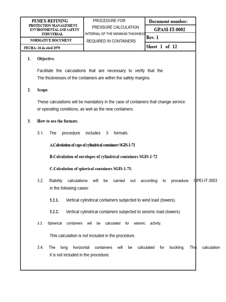 Calculation by Internal Pressure of The Minimum Required Thickness in ...