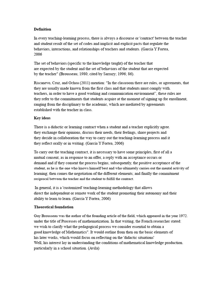 Didactic Contract | PDF | Teachers | Learning