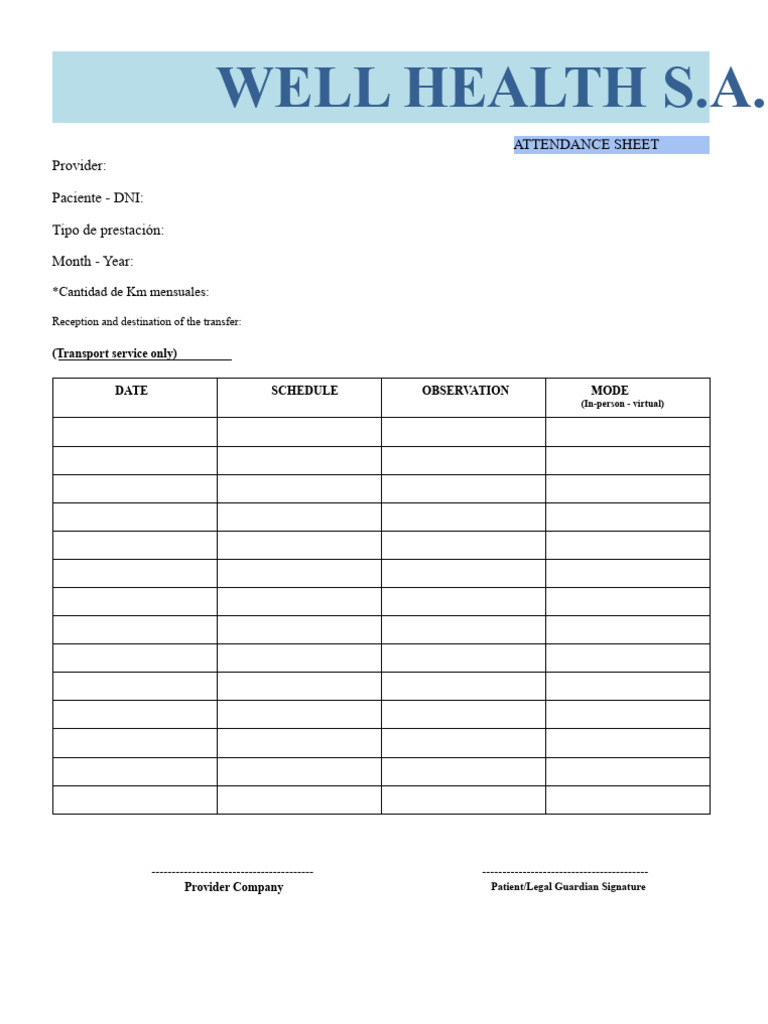 Health Attendance Sheet | PDF