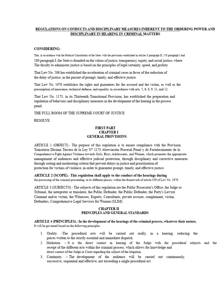 Disciplinary Regulations for Criminal Hearings | PDF | Criminal ...