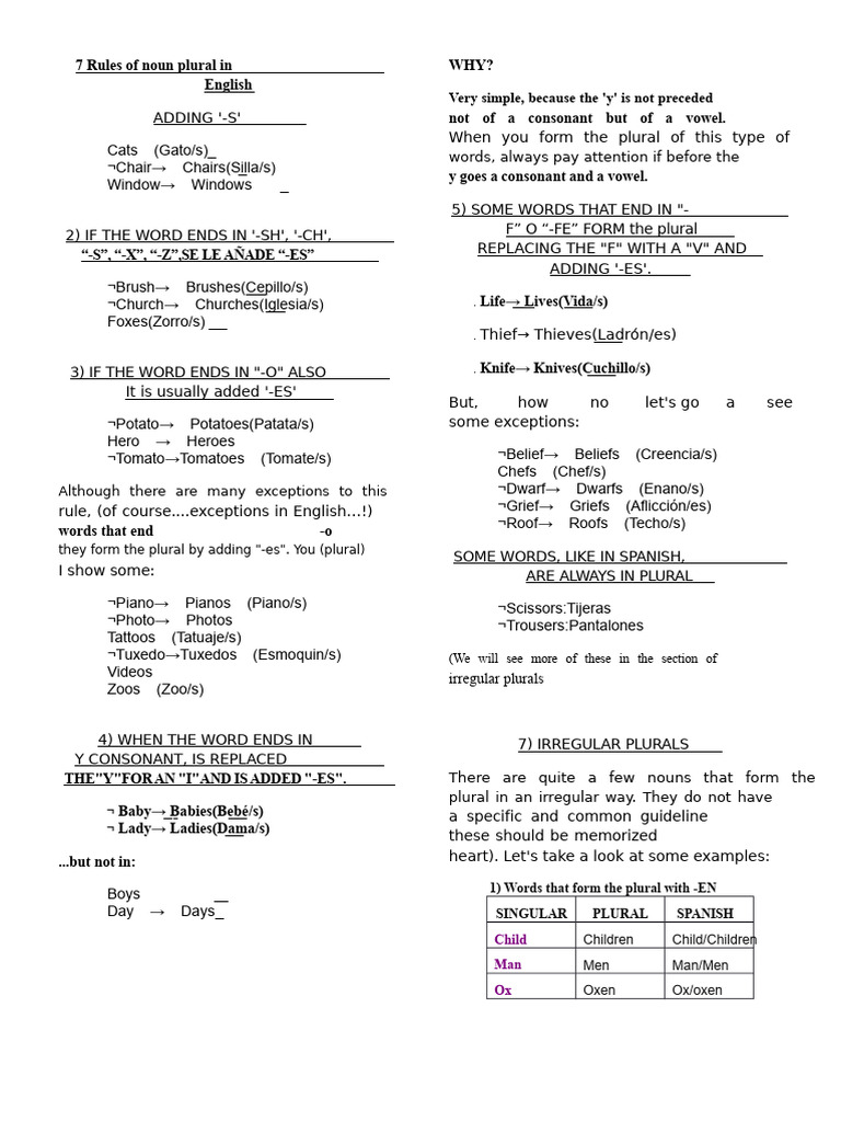 English Noun Pluralization Rules | PDF | Plural | English Language