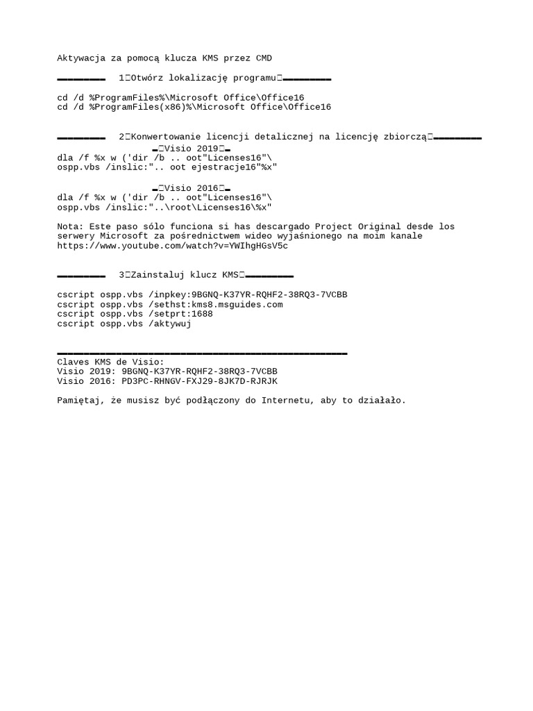 Aktywować Visio CMD | PDF