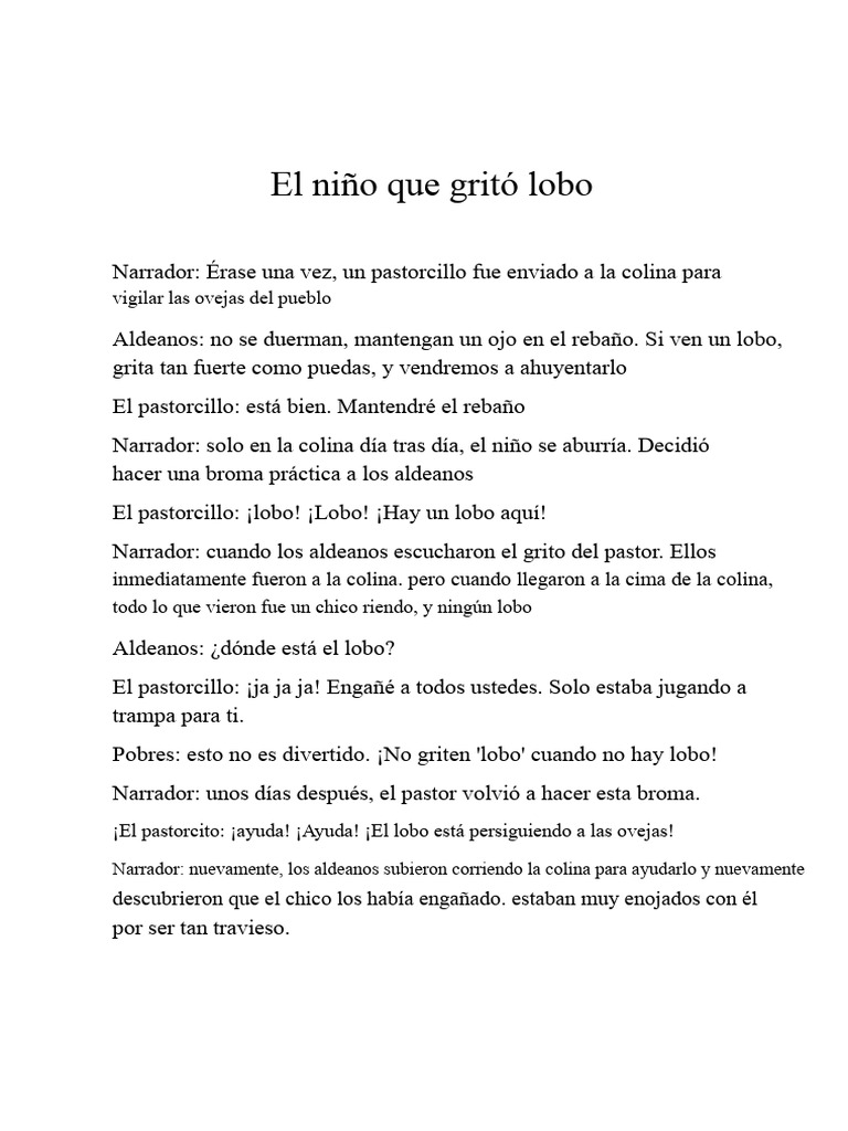 El Niño Que Gritó Lobo | PDF