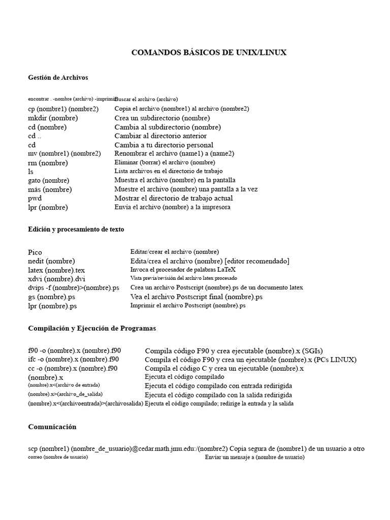 Comandos Esenciales de UNIX/Linux | PDF | Archivo de computadora | Te X