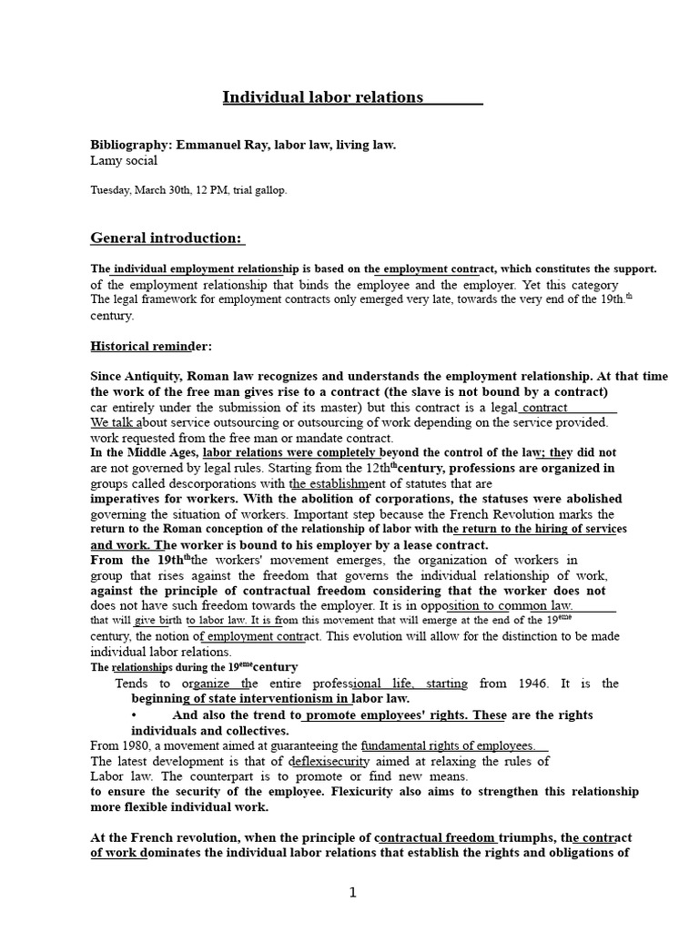 Individual Labor Relations - L3 Law | PDF | Employment | Recruitment