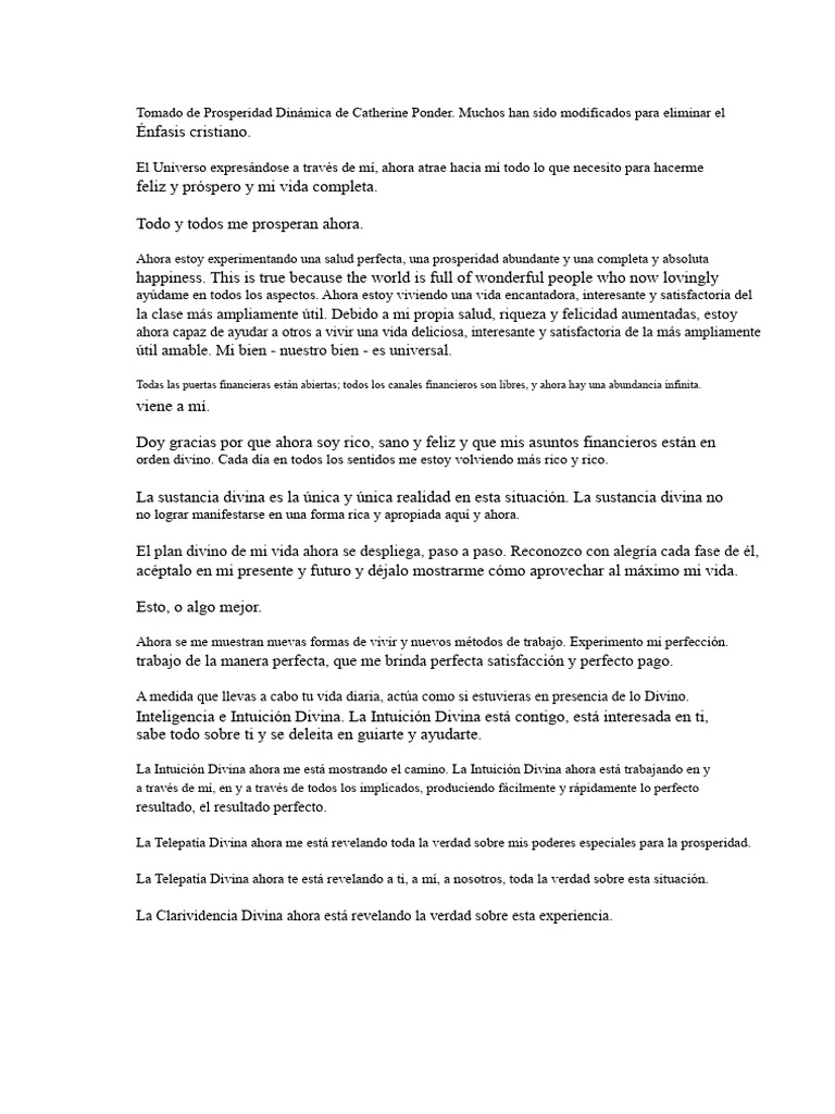 Afirmaciones para Prosperidad y Bienestar | PDF | Costo de la vida | Dios