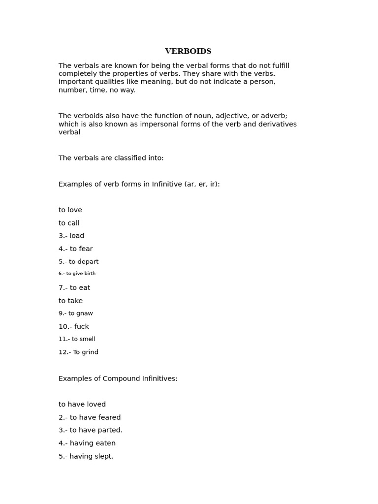 Examples of Verbals | PDF