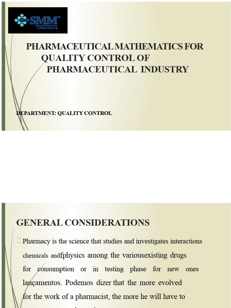 Pharmaceutical Math for Quality Control | PDF | Mathematics | Pharmacy