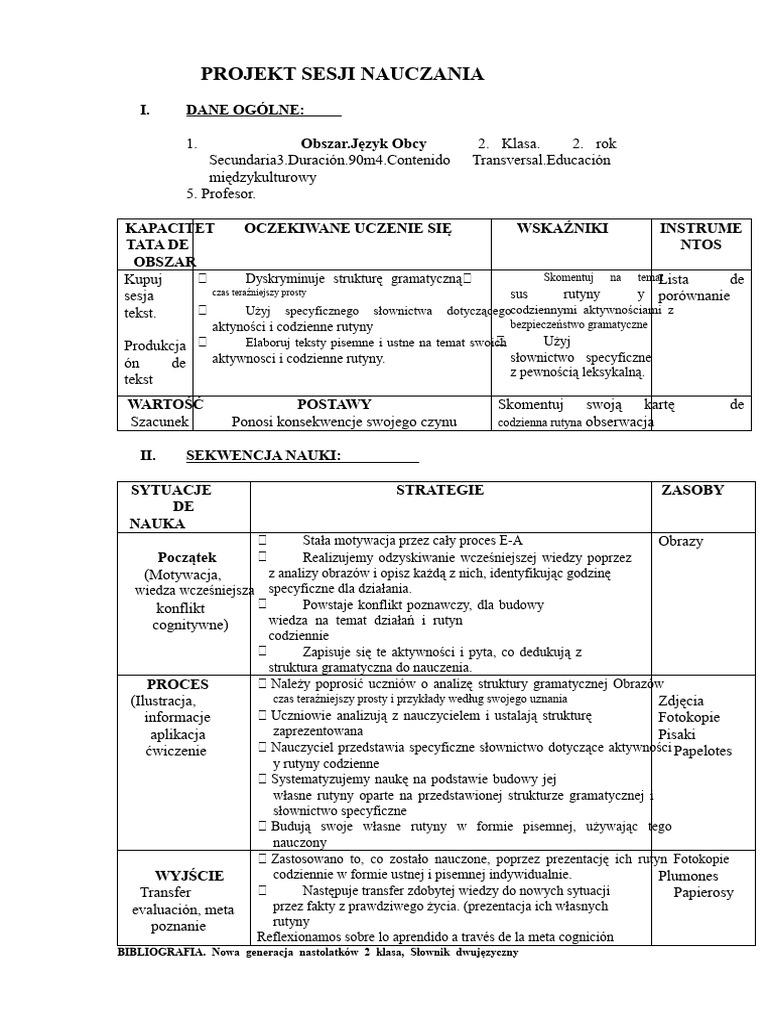 Klasa Modelowa Czasu Teraźniejszego Prostego | PDF
