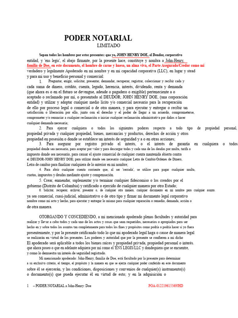 Poder Notarial Del Deudor | PDF | Propiedad | Pagaré