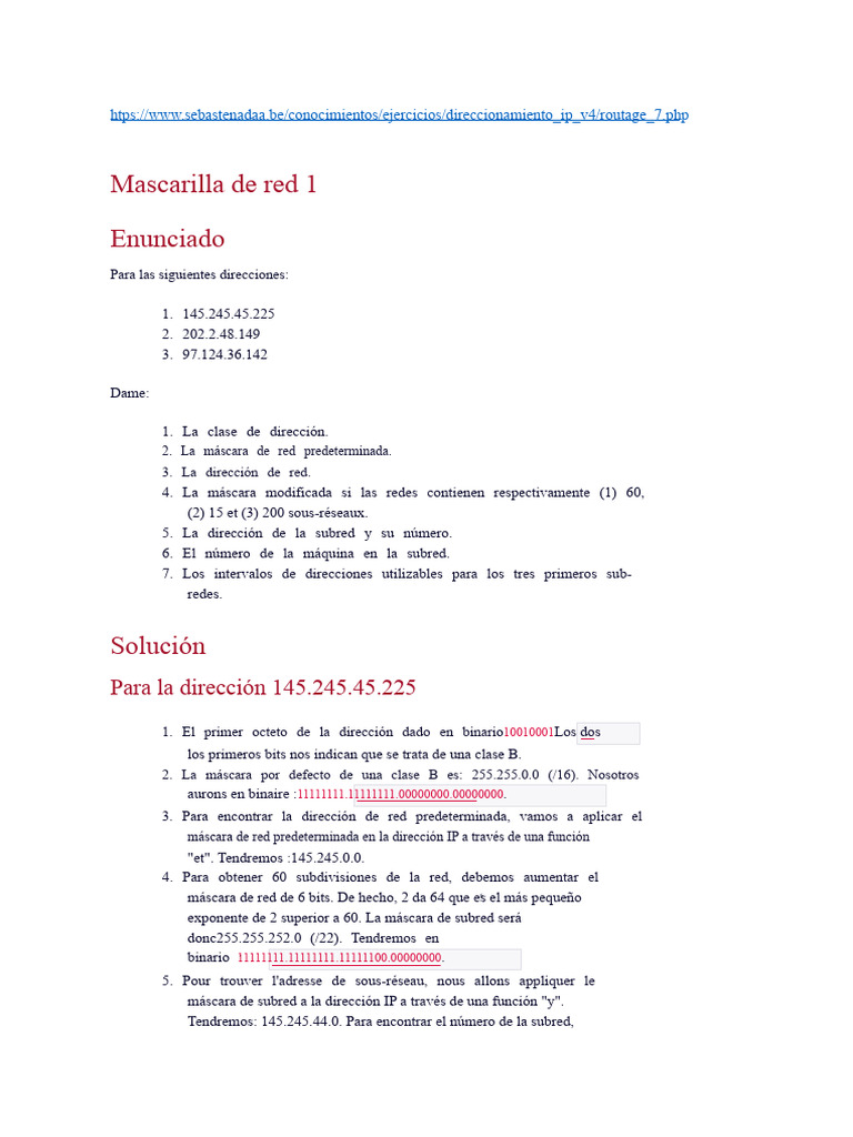 Máscara de Red 1 | PDF | Dirección IP | Poco