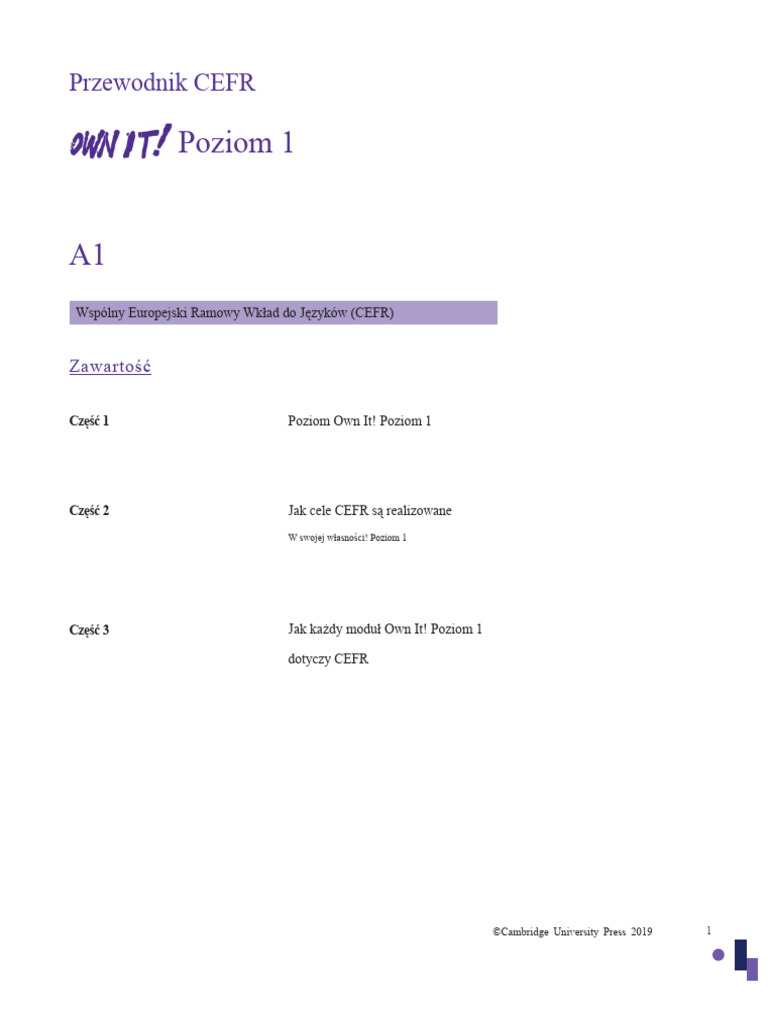CEFR - Mapa A1 | PDF