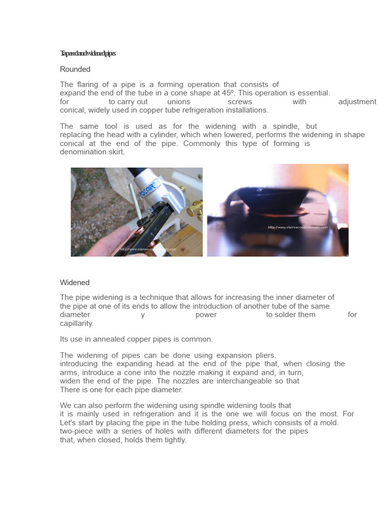 Pipe Widening and Cutting Techniques | PDF | Pipe (Fluid Conveyance ...