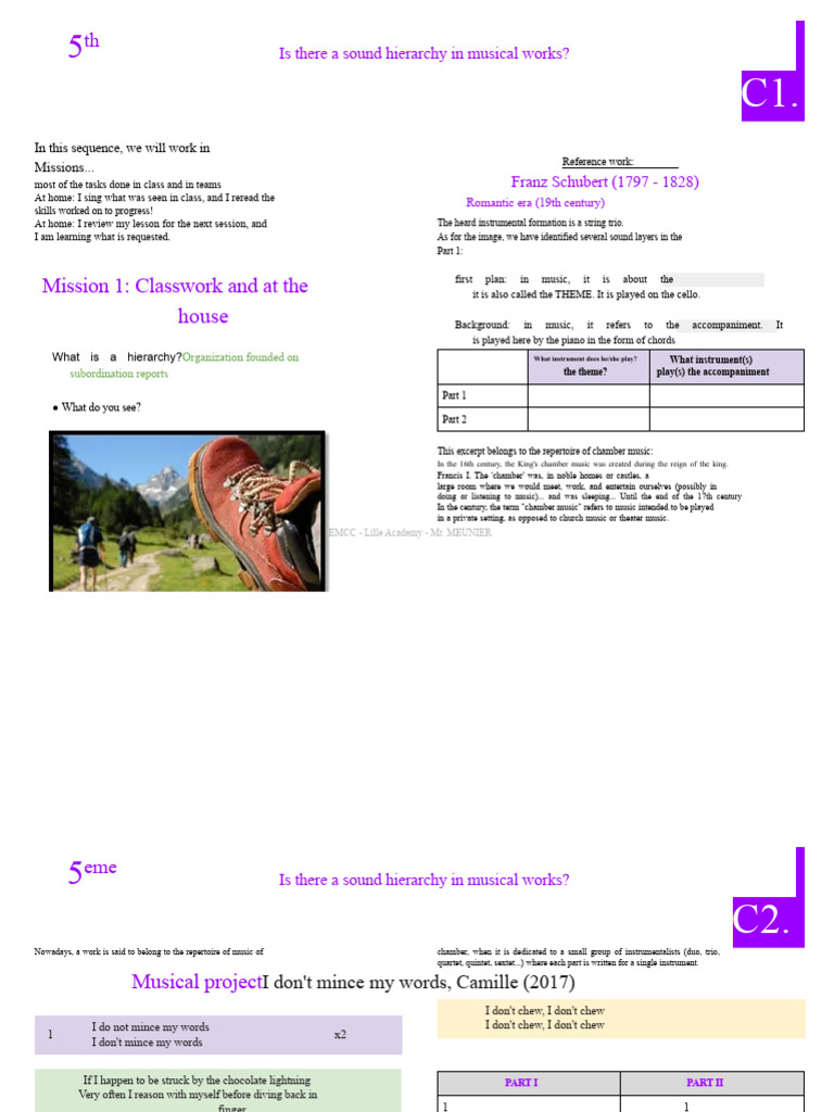 SEQUENCE C 5e Visual Plans ... Sound Plans | PDF | Chamber Music ...
